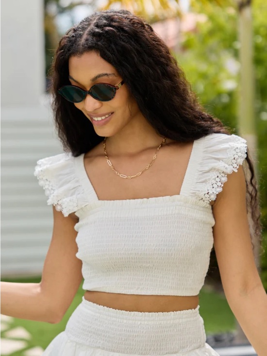 Pink Lily | Tops | Nwot Pink Lily Sweet Talk White Flutter Shoulder ...